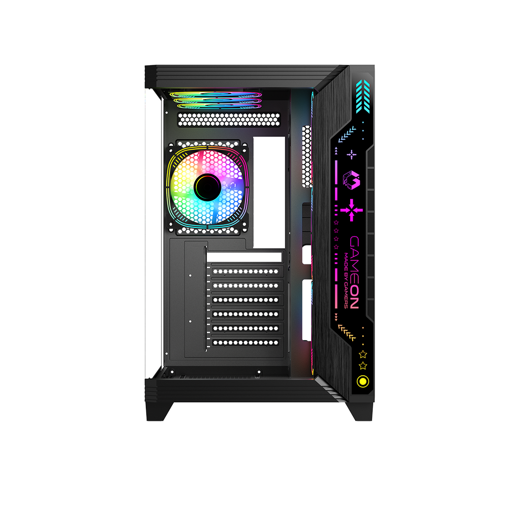GAMEON Pulse Midnight Series ARGB Mid Tower Gaming Case - Black ...