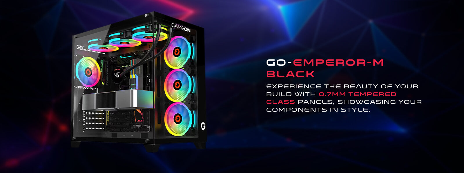 GAMEON Emperor Midnight Series Mid Tower Gaming Case - Black – gameon.store