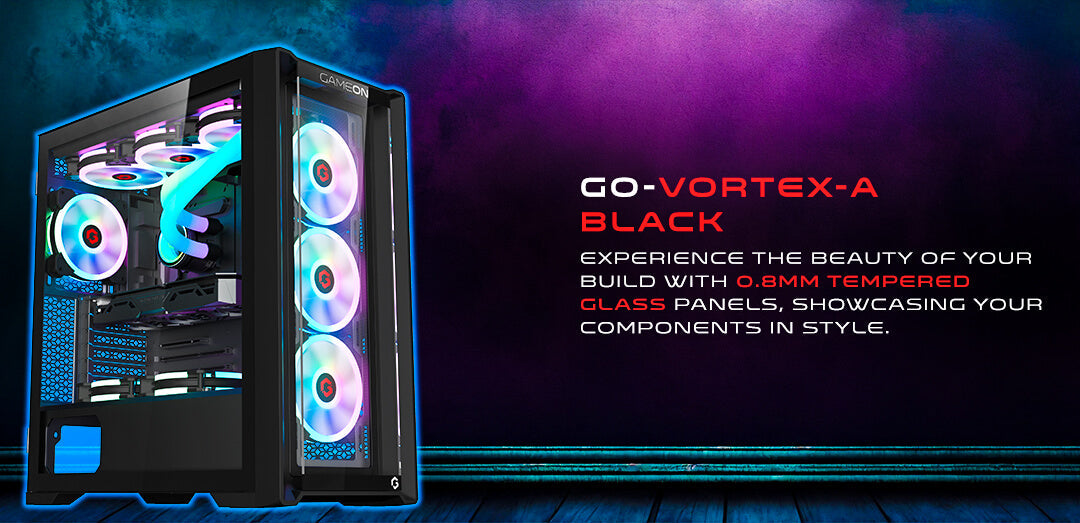 GAMEON Vortex Midnight Series Mid Tower Gaming Case - Black – gameon.store
